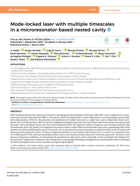 pdf mode locked laser with multiple timescales in a microresonator