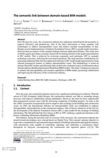 pdf the semantic link between domain based bim models