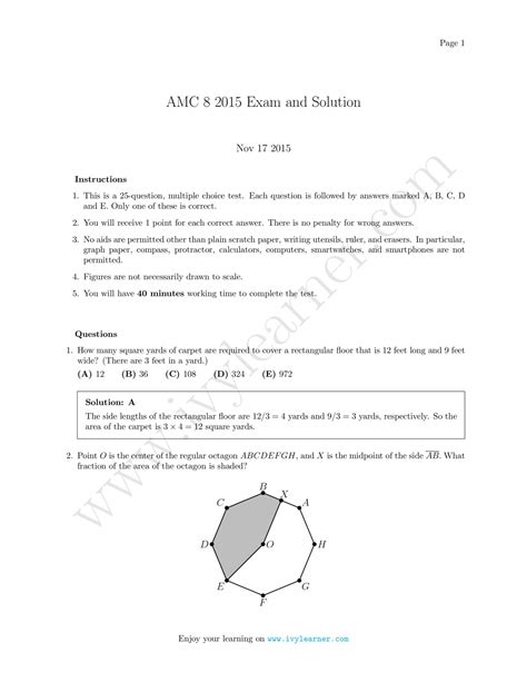 Amc 8 2015 Exam And Solution Ivy Learner