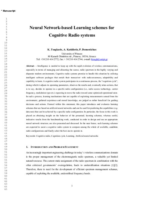 Pdf Neural Network Based Learning Schemes For Cognitive Radio Systems