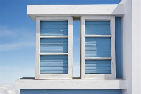 premium photo white wooden louver window fragment with sky visible