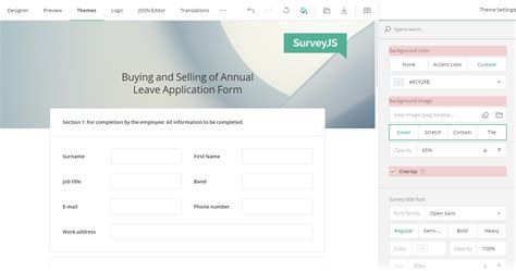 Survey Theming Surveyjs