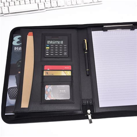 Zippered Portfolio With Handle Wjj302 Pu Leather Notebook Supplier In