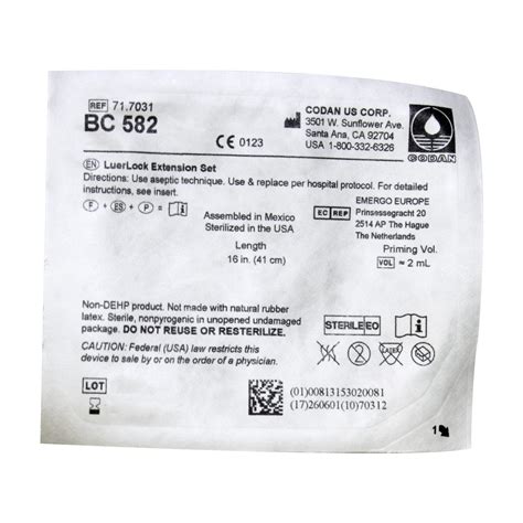 Codan® Iv Extension Set Standard Bore 16 Tubing Without Port Mcguff