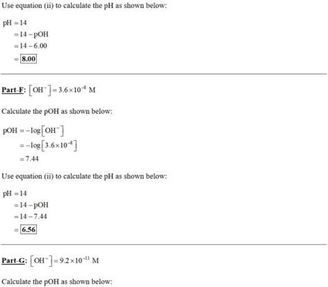 calculate the ph of each solution part a [h3o ] 7 7×10−8 m express
