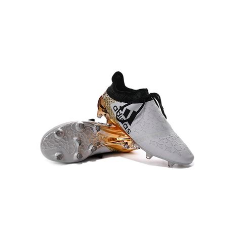 Top Adidas X 16 Purechaos FG Football Cleats White Black Gold