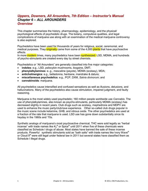 Uppers Downers All Arounders 7th Edition â Instructors Manual