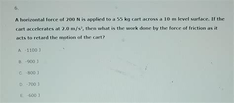 Solved A Horizontal Force Of 200 N Is Applied To A 55 Kg Chegg