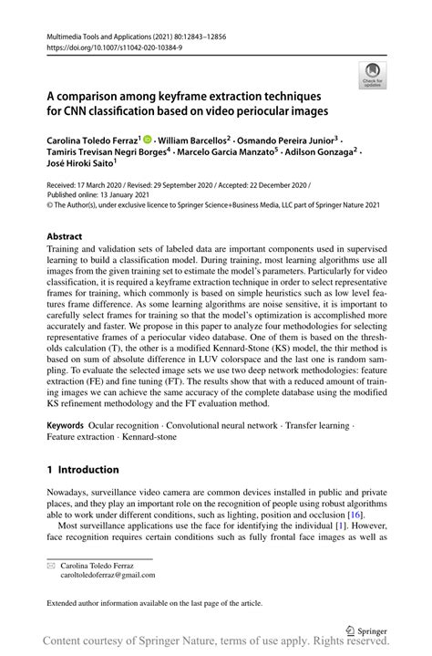A Comparison Among Keyframe Extraction Techniques For Cnn Classification Based On Video