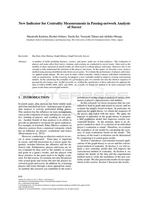 New Indicator For Centrality Measurements In Passing Network Analysis