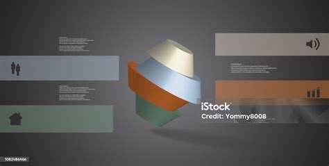 3d 그림 Infographic 템플릿입니다 둥근 8 각형 4 색 부품 분할 된다 개체는 회색 검은색에 비스듬히 간단한 표지판 색상 막대는 측면에 있습니다 0명에 대한 스톡