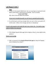 Cis U Lab Assignment Report Docx Lab Report Unit Lab In