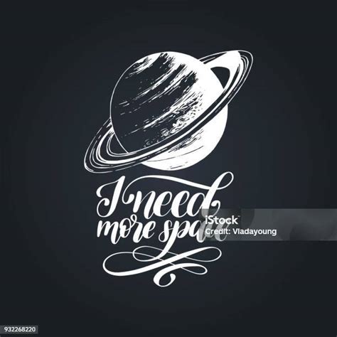 손 나에 레터링 검은 배경에 더 많은 공간을 필요 토성 행성의 벡터 그림을 그려 서 예 타이 포 그래피 개념에 대한 스톡 벡터 아트 및 기타 이미지 Istock