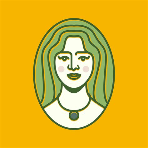 Portrait Face Beautiful Women Long Hair Feminine Rounded Colorful Green