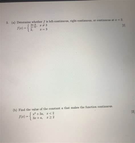 solved 21 6 3 a determine whether f is left continuous