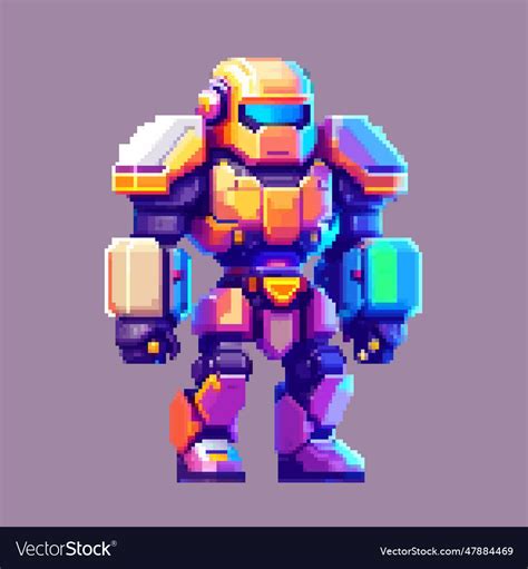 Robot Monster Pixel Art Character For Bit Game Vector Image