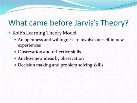 Jarvis Learning Process Theory Pptx Workshops And Classes Hobbies