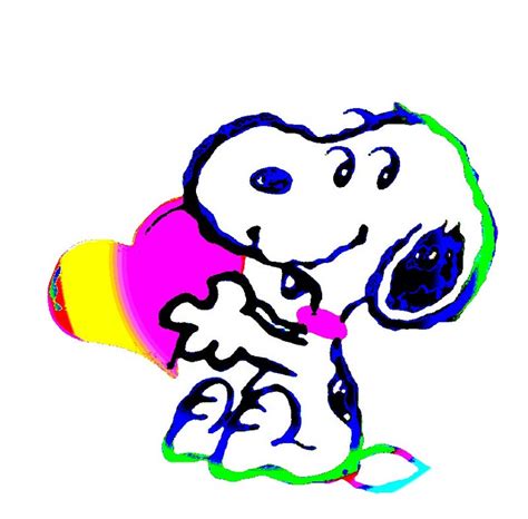 癒しのスヌーピーイラスト その621：ハートを抱いたカラフルお座りスヌーピー ヒーリングアーティストうきたの夢枕