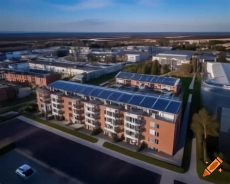 Roof Of Apartment Complex Featuring Solar Panels And Heat Pump On Craiyon