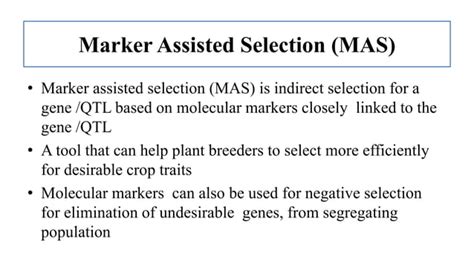 Marker Assisted Selection Mas And Its Application In Plant Breeding