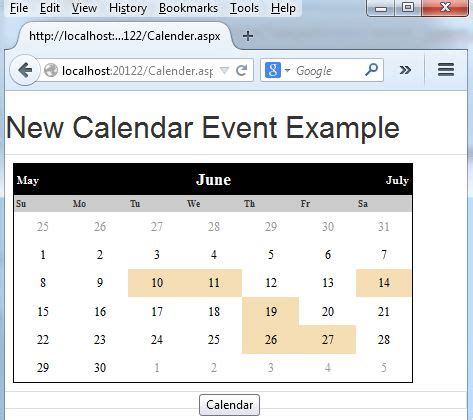 Showing Date Events In ASP Net Calendar Control