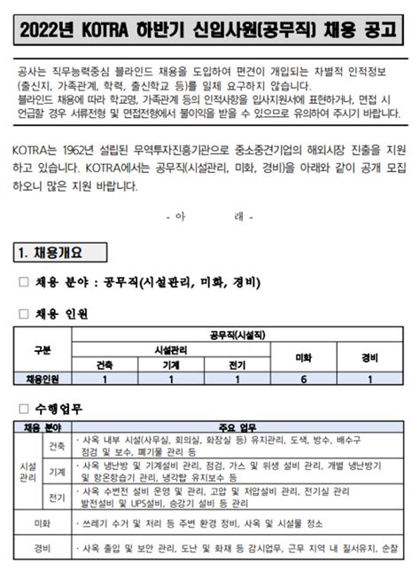 2022년 하반기 Kotra 신입사원 공무직 채용 공모전 대외활동 링커리어