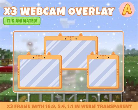 Webcam Camera Overlay Animated Blink Kitty For Streamer Content