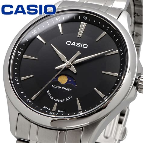 Casio Moon Phase Stainless Steel Mens Watch Mtp M100d 1avdf