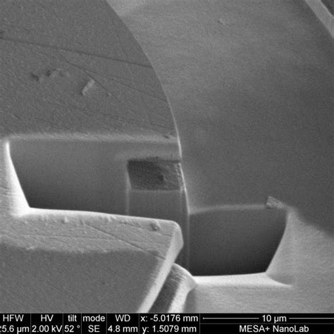 Fib Cross Section Cut Of A Test Structure With Successful Underetching Download Scientific
