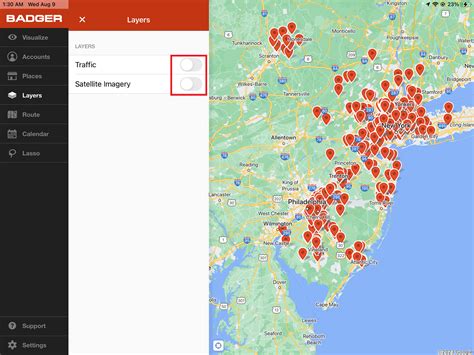 how to turn on map layers ipad badger maps