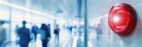 A Fire Alarm With A Bright Red Light And Button Is Mounted On A Wall In A Bustling Public Area
