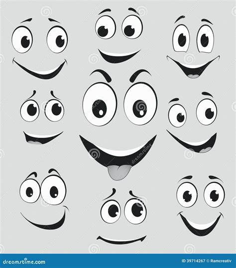 Wyrazy Twarzy Kreskówki Twarzy Emocje Ilustracja Wektor Obraz 39714267