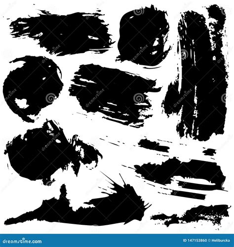 Set Of Black Grunge Ink Blobs Vector Stock Vector Illustration Of