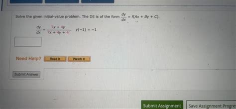 solved solve the given initial value problem the de is of