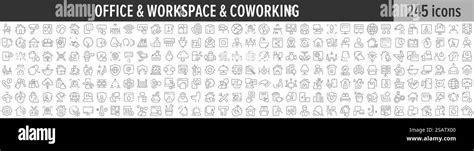 Office Workspace And Coworking Linear Icon Collection Big Set Of 245