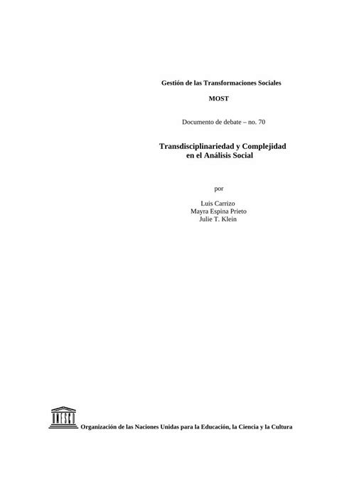 PDF Transdiciplinariedad y complejidad en el análisis social DOKUMEN TIPS
