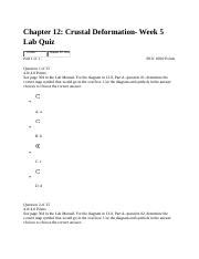 Week 5 Lab Test Docx Chapter 12 Crustal Deformation Week 5 Lab Quiz
