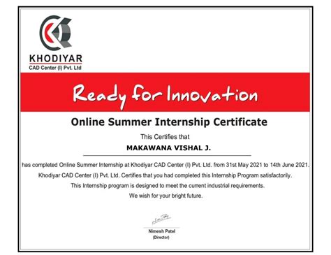 vishal makawana on linkedin completed online summer internship on “cad