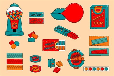 Premium Vector Set Of Cartoon Bubble Gum Vector Illustrator Vibrant
