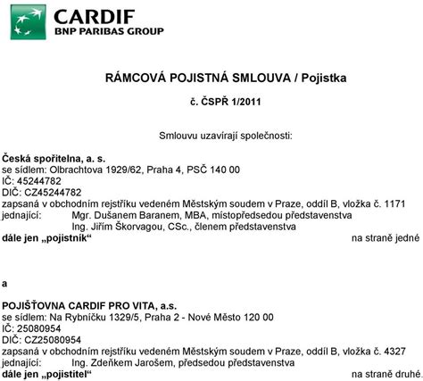RÁmcovÁ PojistnÁ Smlouva Pojistka Pdf Stažení Zdarma