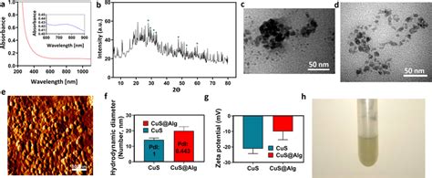 A Uv Vis Nir Spectrum Of Cus Alg B Xrd Pattern Of Cus Alg C Tem Image