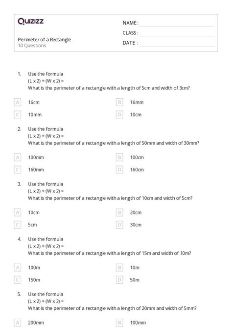 50 Perimeter Of A Rectangle Worksheets On Quizizz Free And Printable
