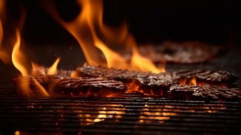 Llamas Chisporroteantes Parrilla Ardiente Lista Para Una Deliciosa
