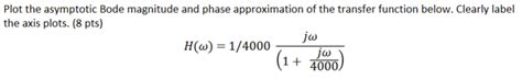 solved plot the asymptotic bode magnitude and phase
