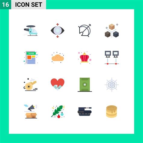 Modern Set Of 16 Flat Colors Pictograph Of Programing Development Archery Design Sport Editable