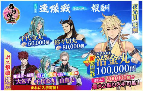 刀剣乱舞新刀剣男士【治金丸】本日解禁！イベント連隊戦～海辺の陣～の報酬で入手せよ！