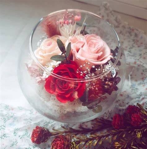 프리저브드플라워 유리돔 유리돔 장미산본꽃집 판매중 생일 Flower Birthday Present
