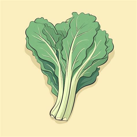 Premium Vector A Green Leafy Vegetable On A Yellow Background