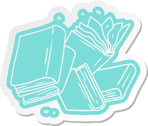 Cartoon Sticker Of A Collection Of Books 36495067 Png