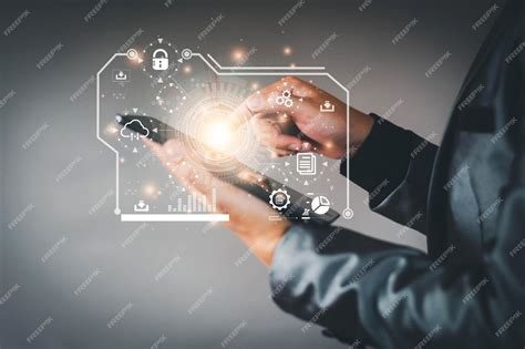 Premium Photo Businessman Accessing The Cloud Computing Technology Internet Storage Network